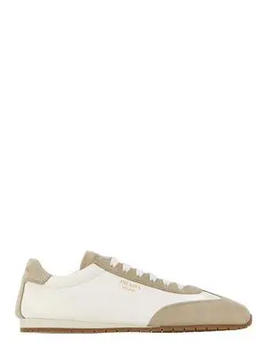 Prada Two-tone Nappa Leather And Suede Lace-up Sneakers - Multicolor