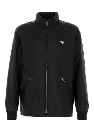 Prada Re-nylon Jacket With Stand Collar - Black