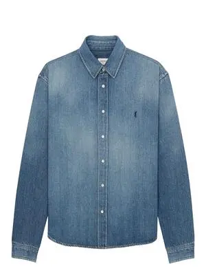 Saint Laurent Saint Laurent Men Cassandre Horizon Blue Denim Shirt Multicolor