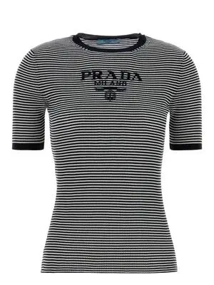 Prada Embroidered Silk T-shirt - Multicolor