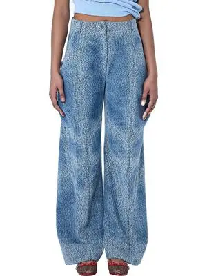 KIKO KOSTADINOV High-rise Wide-leg Textured Denim Pants - Blue