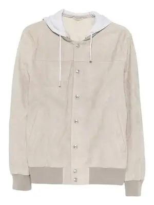 Eleventy Hooded Suede Jacket - Green
