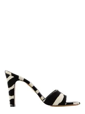 FERRAGAMO Printed Calf Hair Tatiana 95 Mules - Multicolor