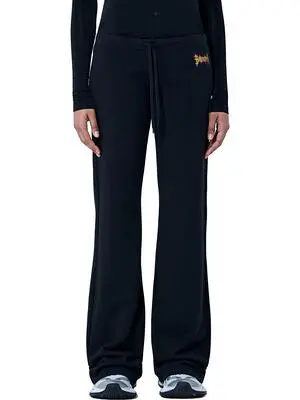 Balenciaga Embroidered Logo Wide-leg Sweatpants - Black
