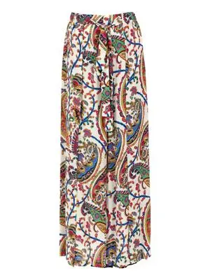Etro Palazzo Pants With Belt And Paisley Motif Multicolor