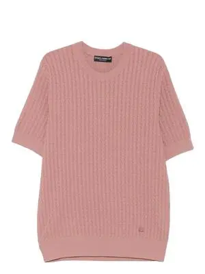 Dolce & Gabbana Short-sleeved Cable-knit Sweater - Multicolor