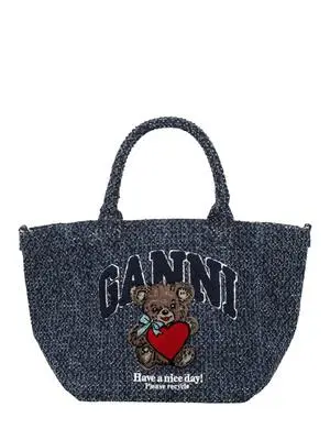 GANNI Tote Bag With Logo - Blue