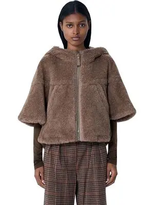 Max Mara Wool-cashmere Blend Cropped Hooded Jacket - Brown