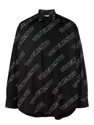 VETEMENTS VETEMENTS All-Over Logo Print Cotton Shirt
