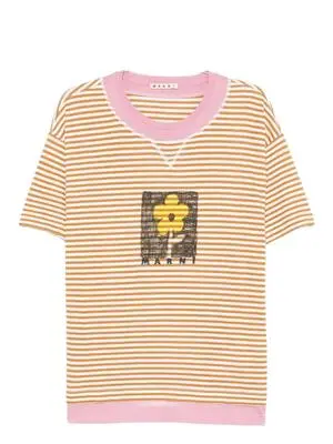 MARNI Marni Men Striped T-Shirt With Floral Print
