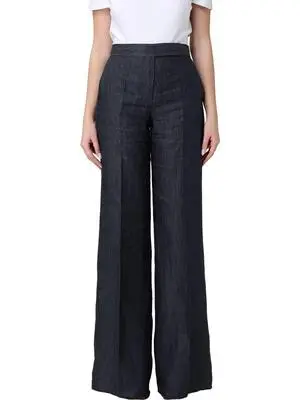Max Mara Max Mara High-Waisted Wide-Leg Linen Trousers Gray