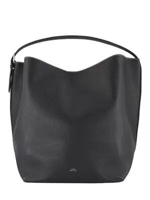 TOTEME Belted Tote Bag In Pebble-grain Leather - Black