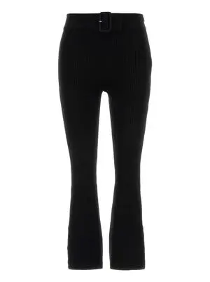 COURREGES Ribbed Knit Capri Pants With Belt - Black