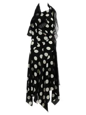 Junya Watanabe Polka Dot Halter Neck Midi Dress With Lace Trim - Multicolor