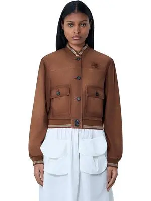 Miu Miu Suede Bomber Jacket - Brown
