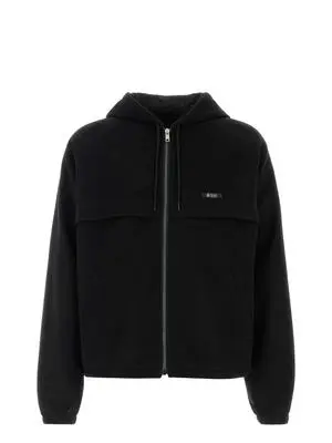 Prada Zip-up Hoodie With Drawstring - Black