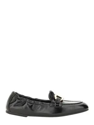 FERRAGAMO Lamb Leather Deconstructed Loafers - Black