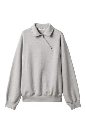 Miu Miu Cotton Zip Polo Shirt - Gray