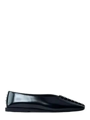 JIL SANDER Studded Leather Ballerina Flats - Black