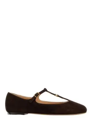 Chloé Dark Suede Marcie Ballerinas - Brown