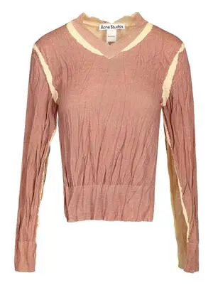 Acne Studios Long Sleeve Crumpled V-neck Sweater With Button Detail - Multicolor