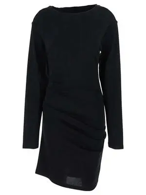 Max Mara Gathered Crew Neck Dress - Black