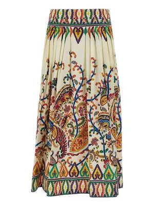 Etro Pleated Print Cotton Skirt - Multicolor