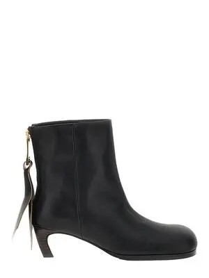 Sacai Sacai Leather Ankle Boots With Kitten Heel And Zip Detail Multicolor