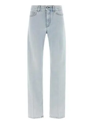 Givenchy Straight Leg Jeans With Suede Logo Tag - Blue