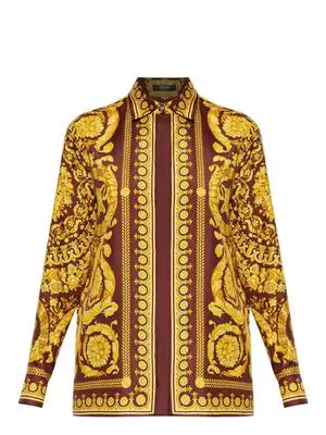 Versace Floral Silk Blouse - Red