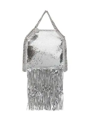 Stella McCartney Falabella Mini Tote Bag With Fringe - Silver
