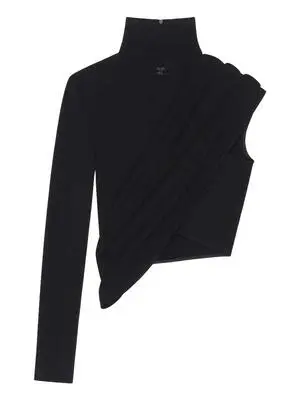 COURREGES Asymmetrical Crop Top - Black