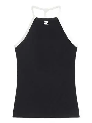 COURREGES Halter Neck Tank Top With Knot Closure - Black