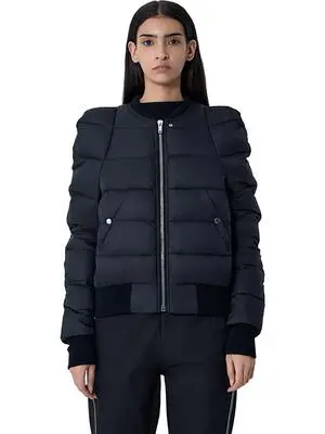 Rick Owens Duvet Bomber Coat With Knitted Trims - Black