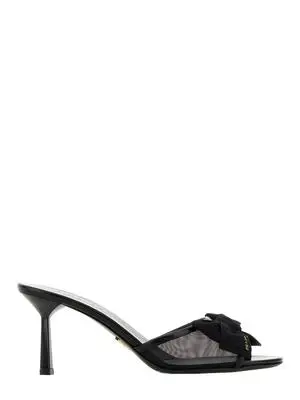 Prada Mesh Mules With Bow Detailing - Black