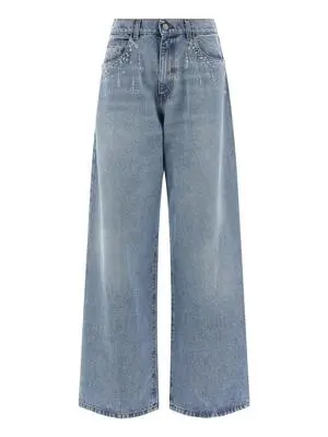 Giuseppe Di Morabito Crystal Embellished Wide Leg Jeans - Blue