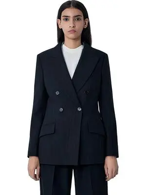 Gucci Double-breasted Wool Blazer With Notched Lapels - Black