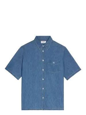 Celine Celine Men Cotton Shirt With Triomphe Detail Multicolor