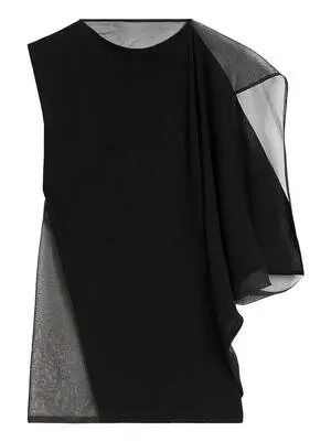 Sportmax Asymmetrical Blouse With Mesh Inserts - Black