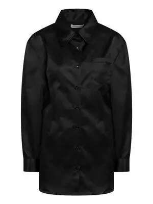 THE FRANKIE SHOP Satin Shirt Dress - Black