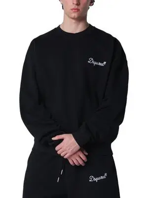 Dsquared2 Relaxed-fit Crewneck Sweatshirt With Embroidered Logo - Black