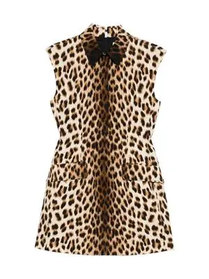 Sportmax Lonza Animal Print Short Dress - Brown