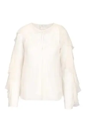 FORTE_FORTE Ruffled Chiffon Shirt - White