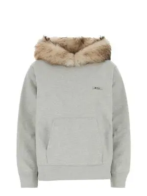 Prada PRADA Grey Cotton Hoodie With Fur Trim Gray
