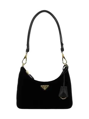 Prada Velvet Mini Re-edition Shoulder Bag - Black