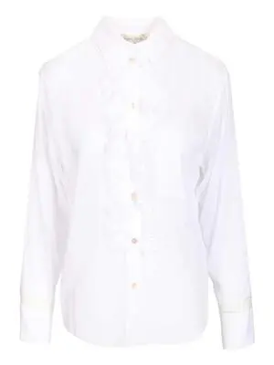 FORTE_FORTE Long-sleeve Shirt With Ruffles And Lace Detail - White