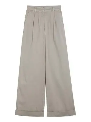 Palm Angels Cotton Wide Leg Trousers - Cream