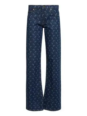 MARINE SERRE Midnight Blue Denim Moon Bootcut Jeans - Multicolor