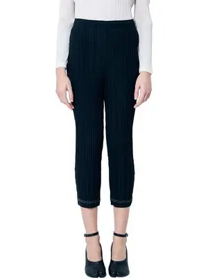Issey Miyake Cropped Pleated Pants - Black