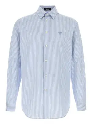 Versace Versace Men Embroidered Poplin Shirt Multicolor